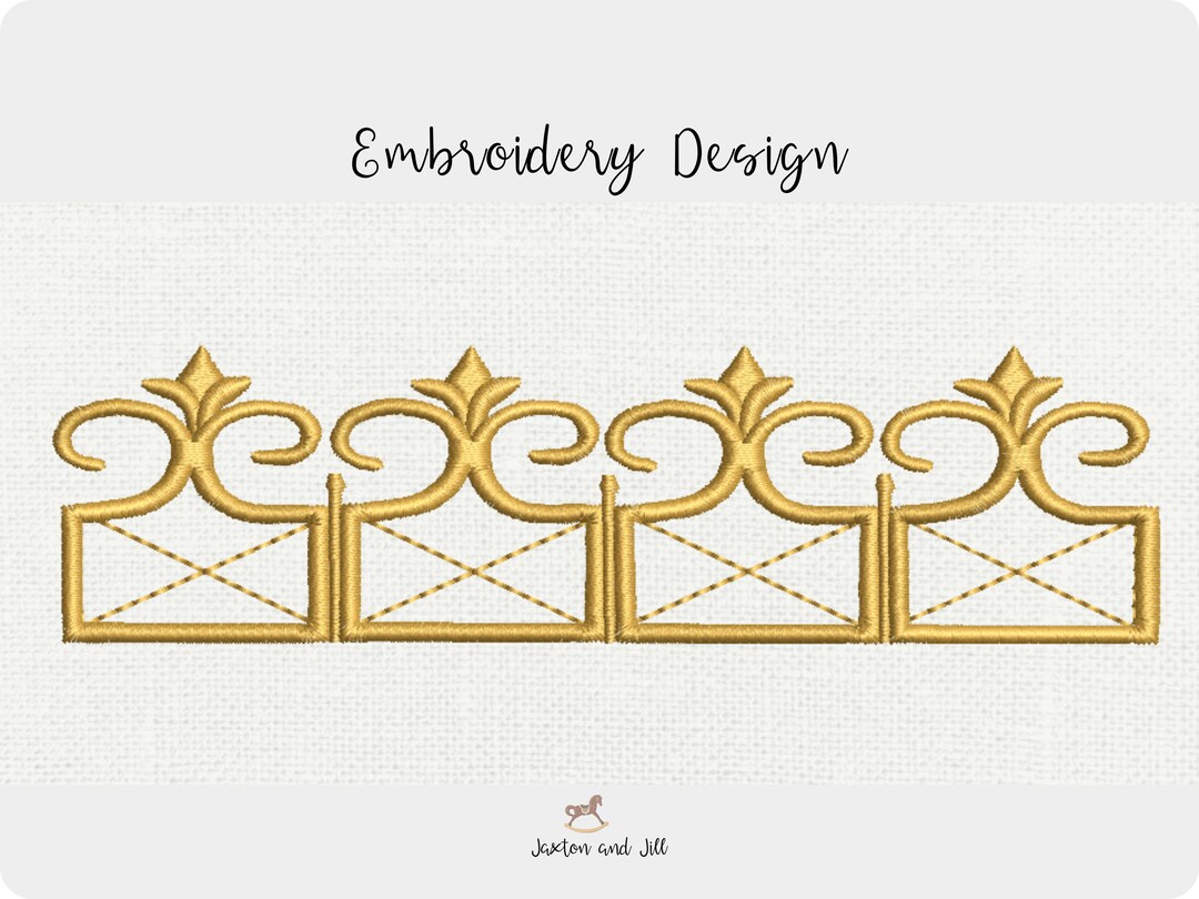 Gold Garden Fence Machine Embroidery Design, Embroidery Design, Spring ...