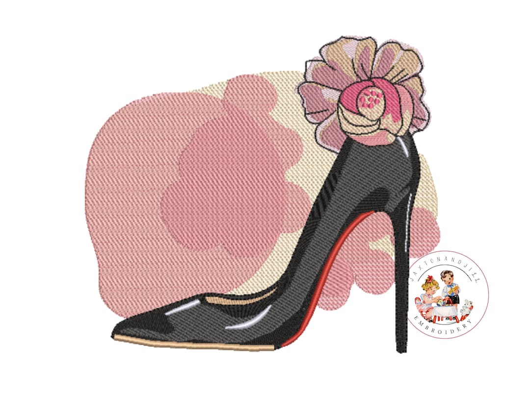 Floral Stiletto Embroidery Design – High Heel Machine Pattern (digital ...
