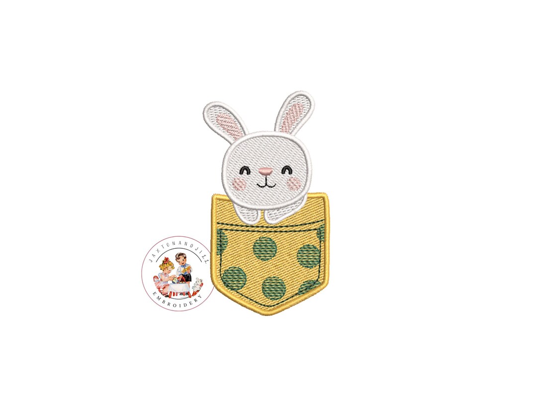 Bunny Rabbit Machine Embroidery Design, Pocket Pals, Animal Embroidery ...