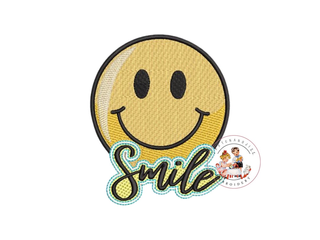 Trendy Smiley Face Embroidery Design: 5 Sizes (PES Instant Download) - Etsy