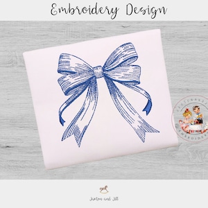 Blue Bow Machine Embroidery Design, Blue Work Quick Stitch Machine ...