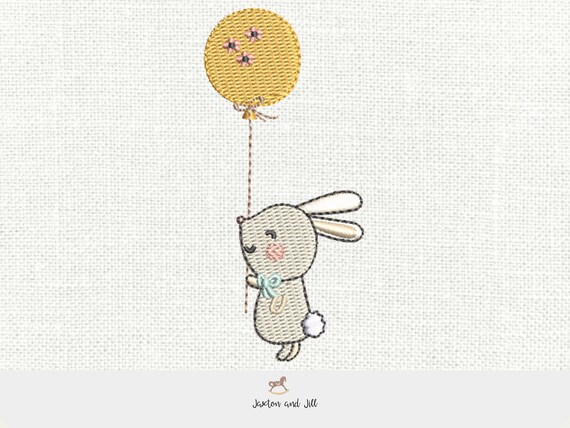 Bunny With Balloon Machine Embroidery Design Embroidery - Etsy
