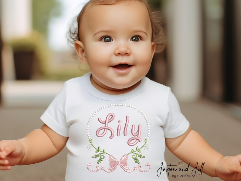 Floral Ribbon Monogram Frame Embroidery Design (PES, JEF) - Etsy