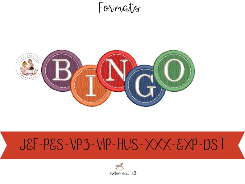 Bingo Game Embroidery Design, Colorful Bingo Card Pattern for Key Chain ...