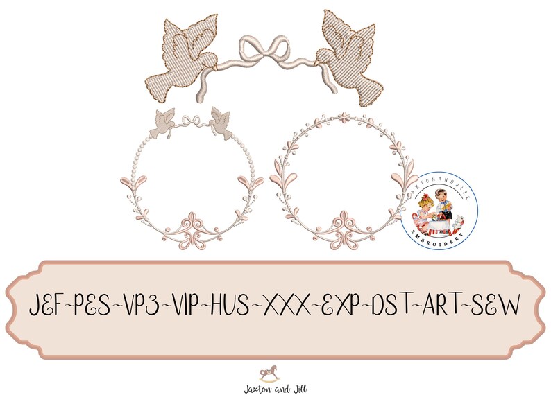 Dove Floral Monogram Frame Embroidery Design Bundle (digital Download ...