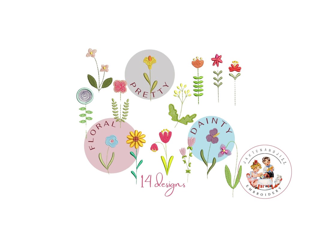 Dainty Floral Embroidery Designs, 14 Machine Embroidery Flowers ...