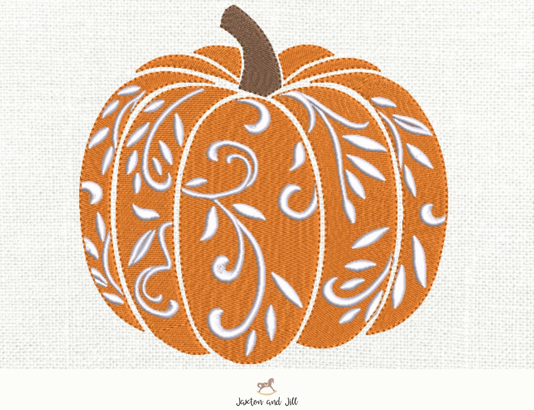 Floral Pumpkin Machine Embroidery Design, Floral Fall Pumpkin, Fall ...