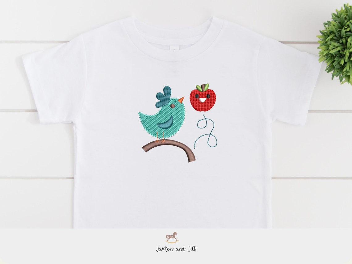 Blue Bird Embroidery Design: Apple Tree Branch (instant Download) - Etsy