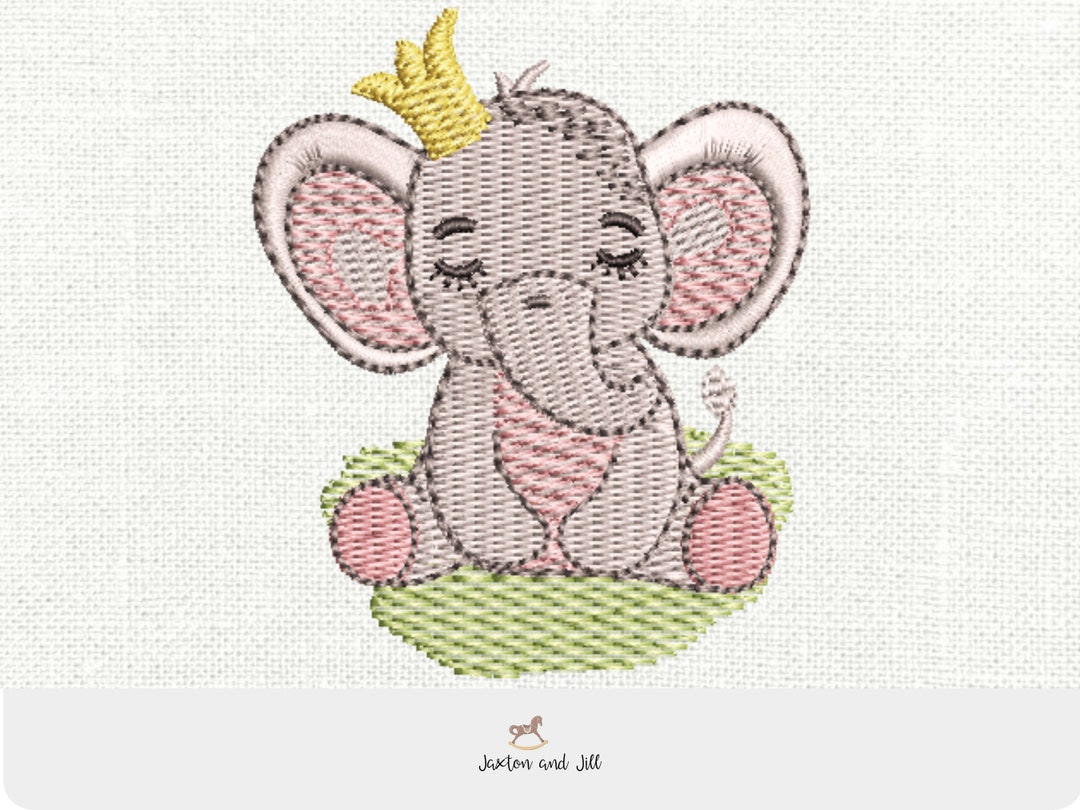 Elephant Machine Embroidery Baby Elephant Animal Embroidery - Etsy