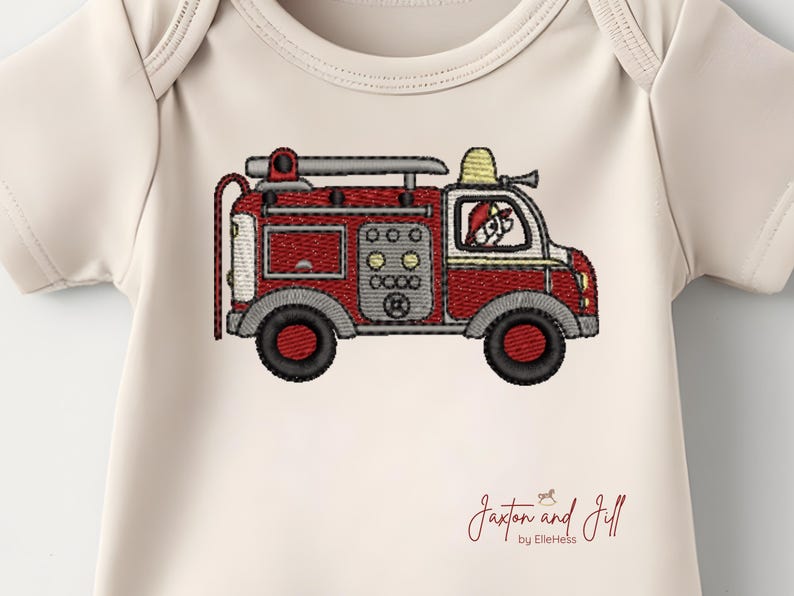 Fire Truck Embroidery Design, Firefighter Truck, Boys Embroidery ...
