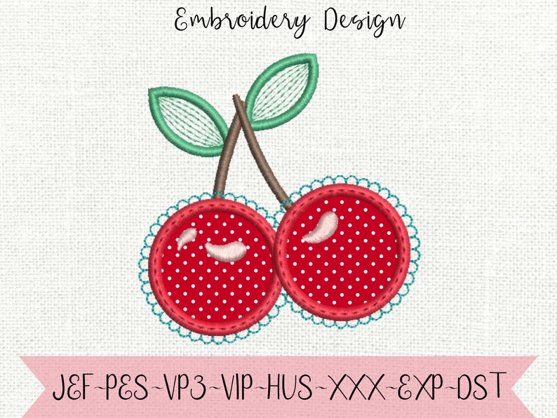 Cherries Applique Machine Embroidery Design (digital Download) - Etsy