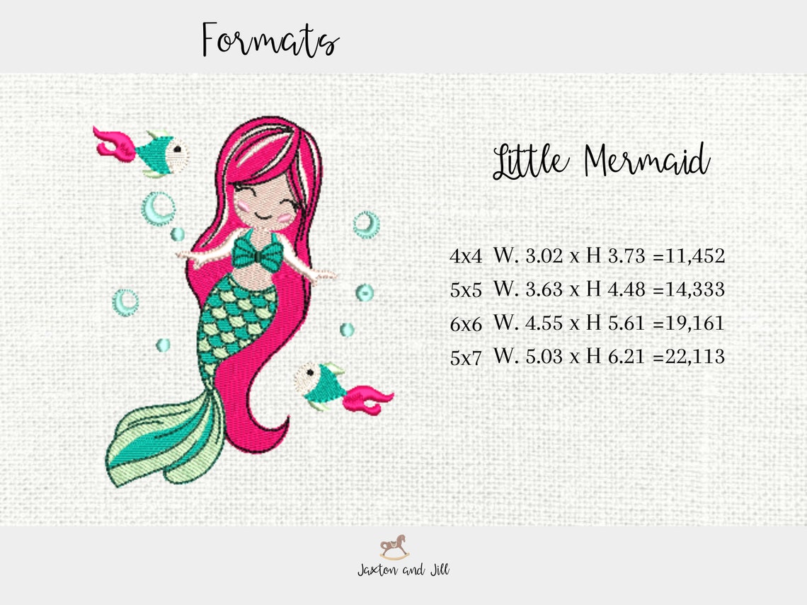 Little Mermaid Machine Embroidery Design Mermaid Princess - Etsy