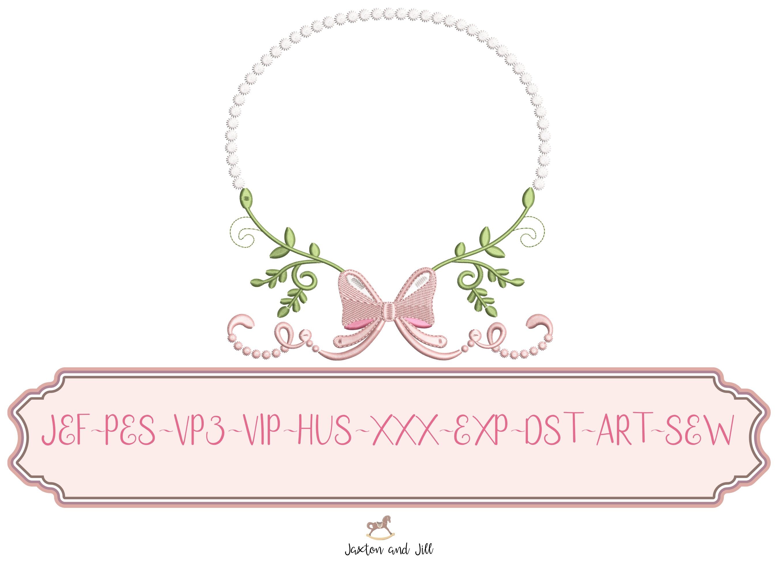 Floral Ribbon Monogram Frame Embroidery Design (PES, JEF) - Etsy
