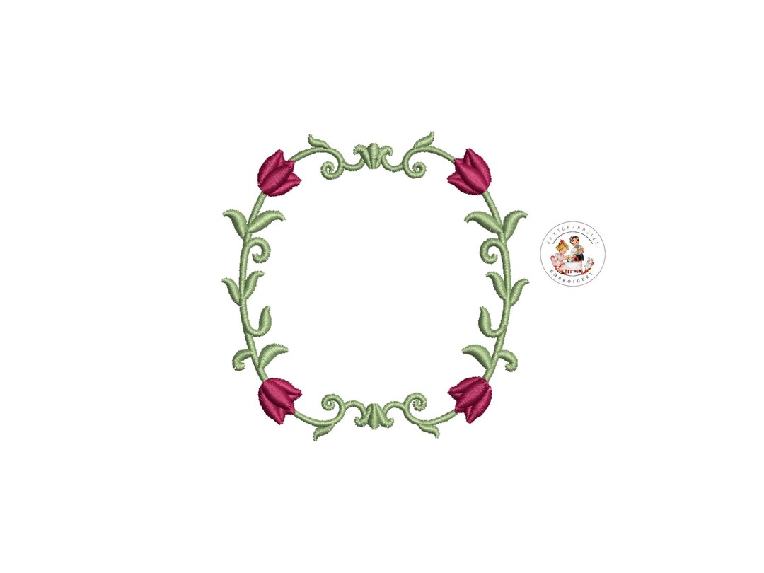 Tulips Monogram Frame Machine Embroidery Design, Floral Machine ...