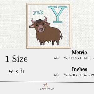 Yak Animal Machine Embroidery Pack, Children's Embroidery Letter, Kids ...