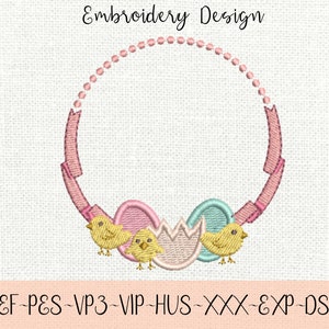 Easter Chicks Frame Machine Embroidery Design, Mini Chicks in a Row ...