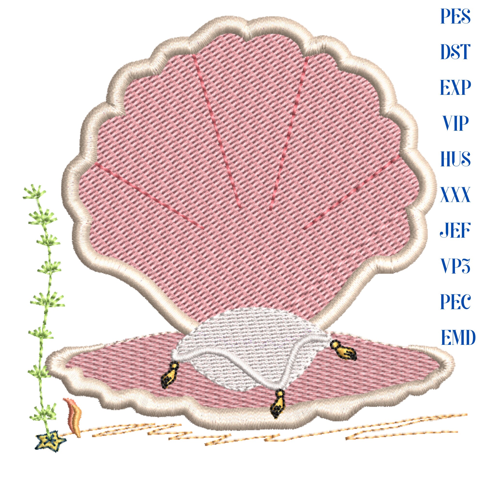 Pearl Seashell Machine Embroidery Instant Download 4x4 Pes - Etsy