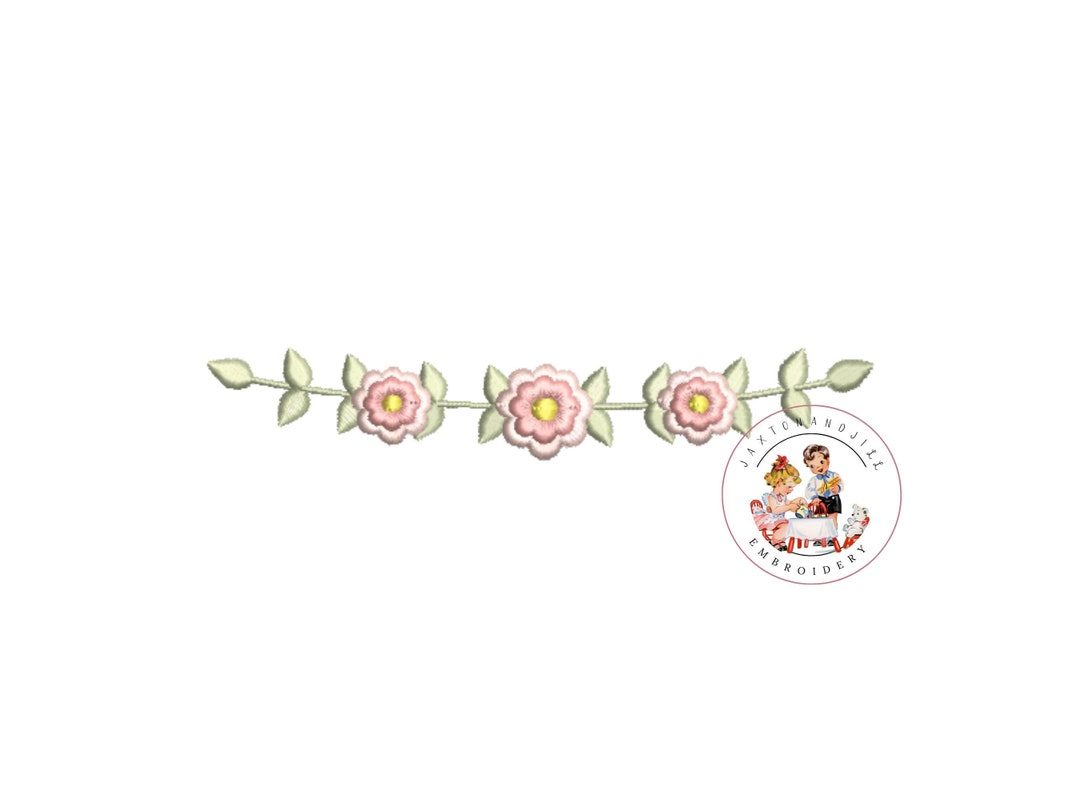 Floral Border Embroidery Design – Botanical Garden Pattern (digital ...