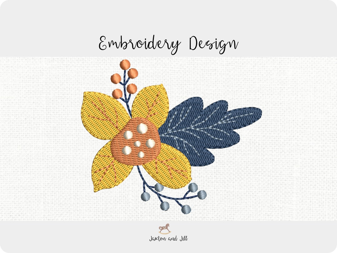 Autumn Flower Machine Embroidery Design Flower Embroidery - Etsy