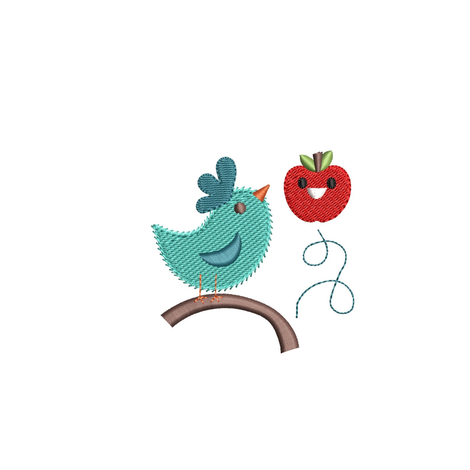 Blue Bird Embroidery Design: Apple Tree Branch (instant Download) - Etsy