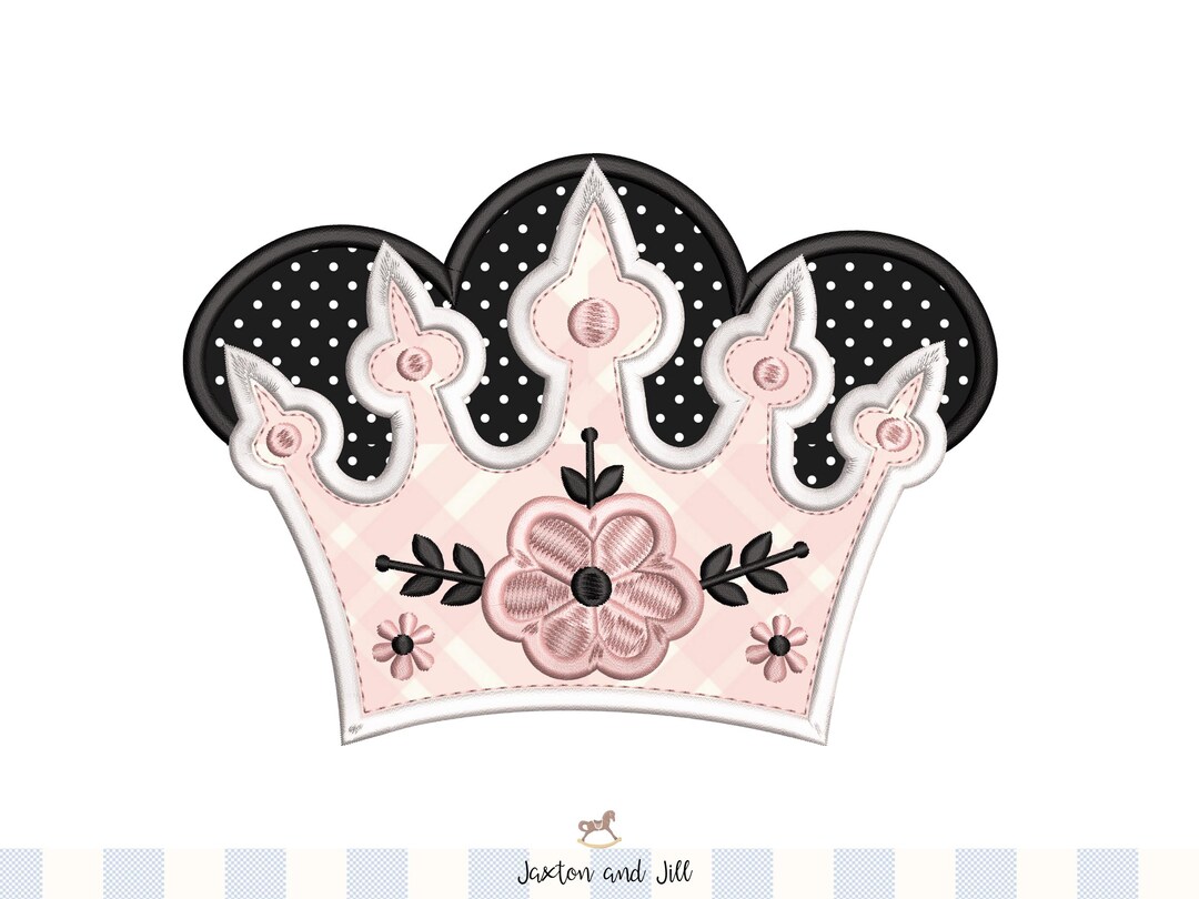Floral Princess Crown Embroidery Design: Girl Royalty Applique (4x4 ...