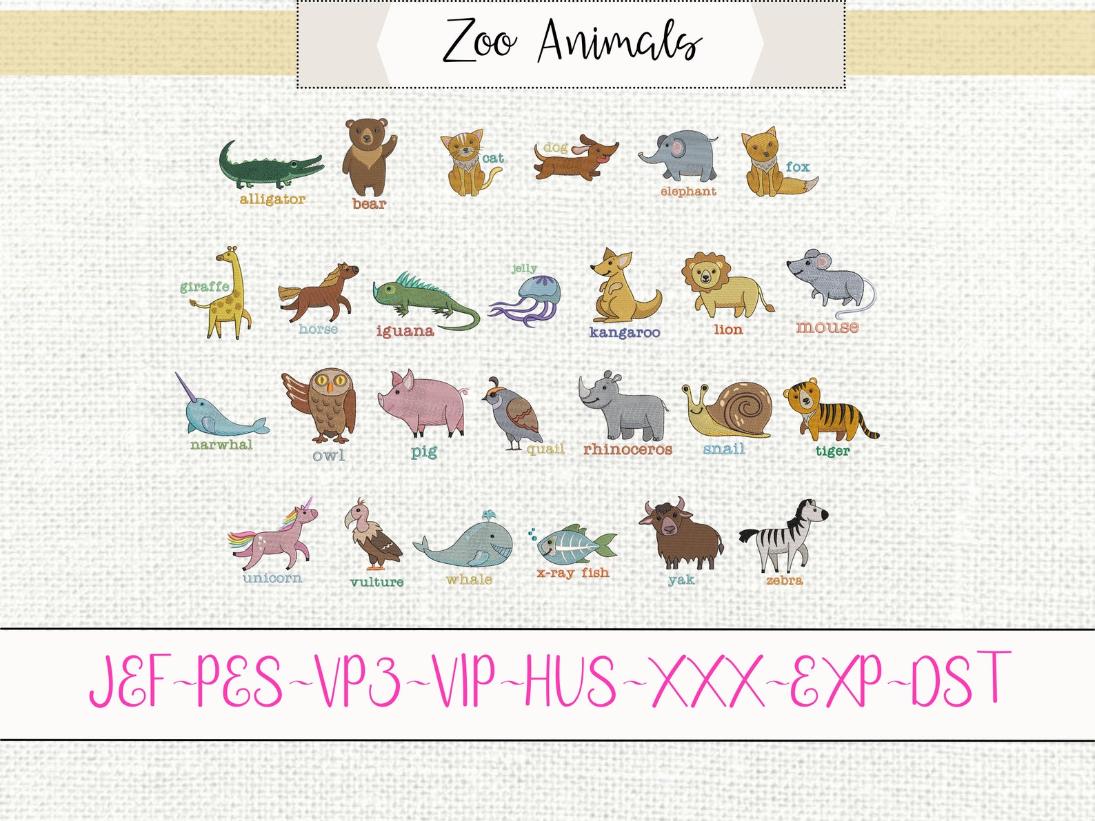 Animal Alphabet Machine Embroidery Pack Kids Digital Machine - Etsy