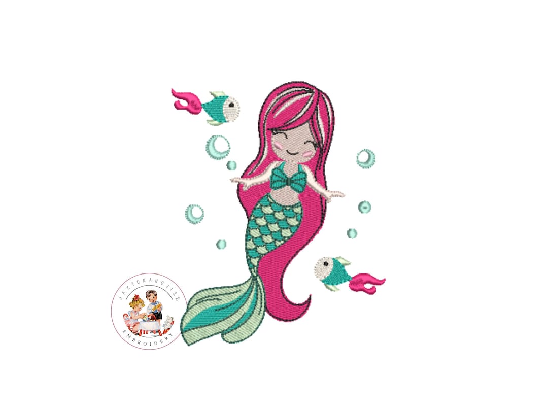 Little Mermaid Machine Embroidery Design, Ocean Sea Princess Embroidery ...