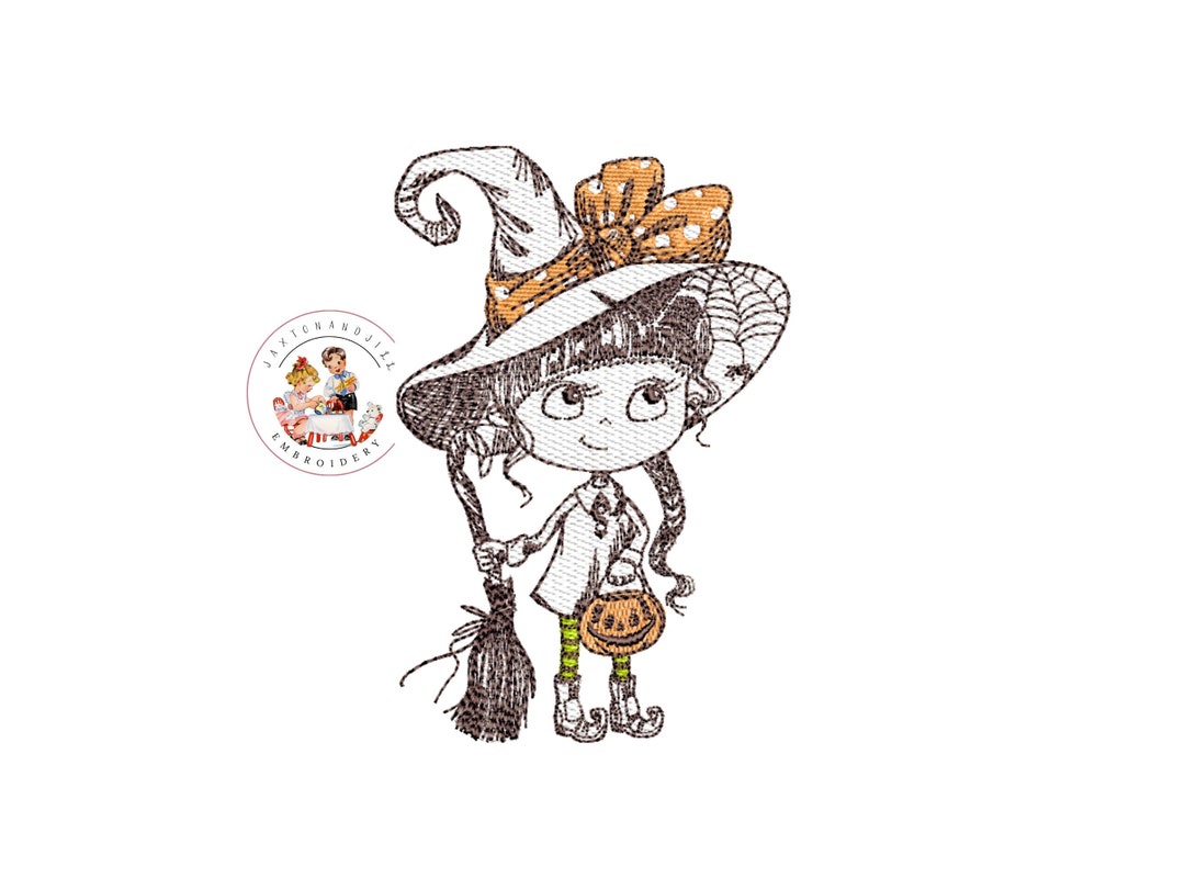 Friendly Witch Quick Stitch, Witch Princess Sketch Stitch Halloween ...