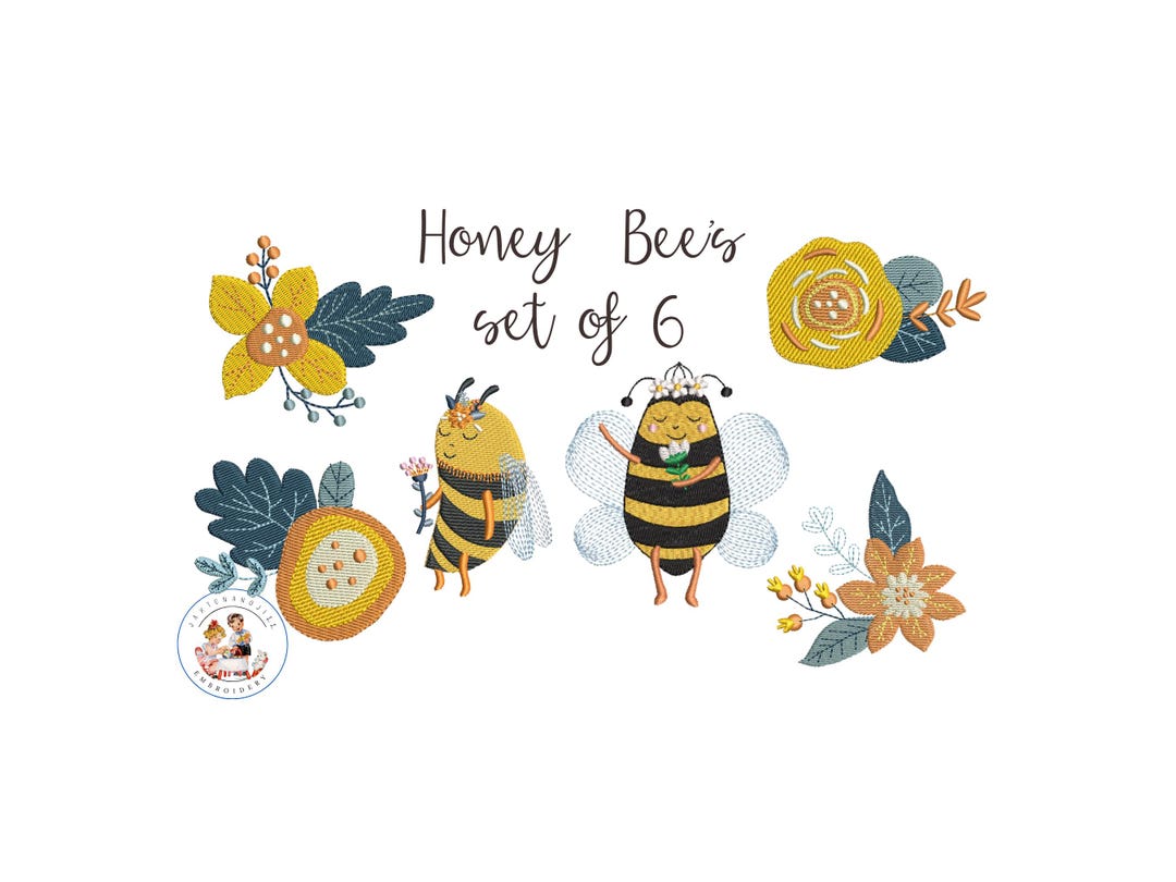 Bee and Flower Machine Embroidery Design: Spring Garden (instant ...