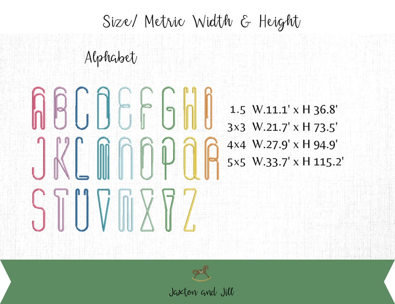 Paper Clip Font Machine Embroidery Design: Playful Alphabet (1.5, 3x3 ...