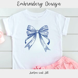 Blue Bow Machine Embroidery Design, Blue Work Quick Stitch Machine ...