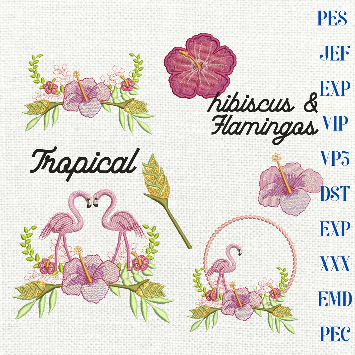 Hibiscus Flower Machine Embroidery Design Instant Download - Etsy