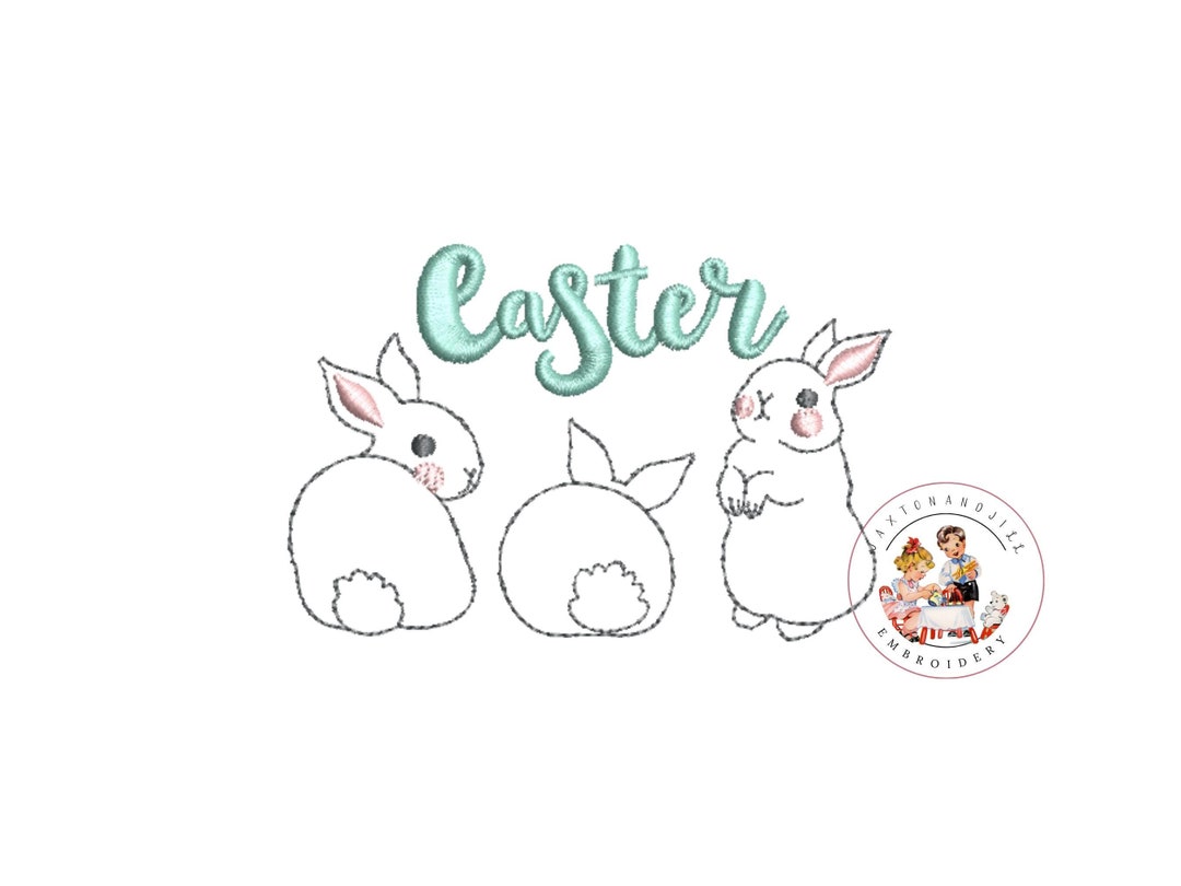 Easter Bunnies Machine Embroidery Design: Spring Rabbits (4x4, 5x5 ...
