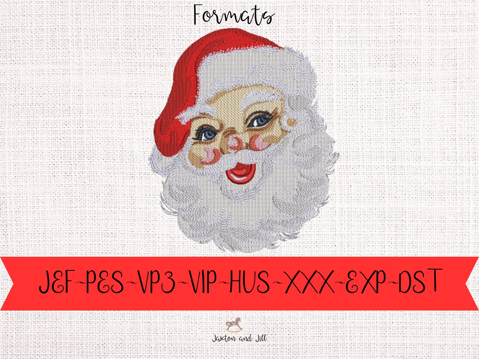 Santa Claus Face Machine Embroidery Designs, Kris Kringle, Vintage Xmas ...