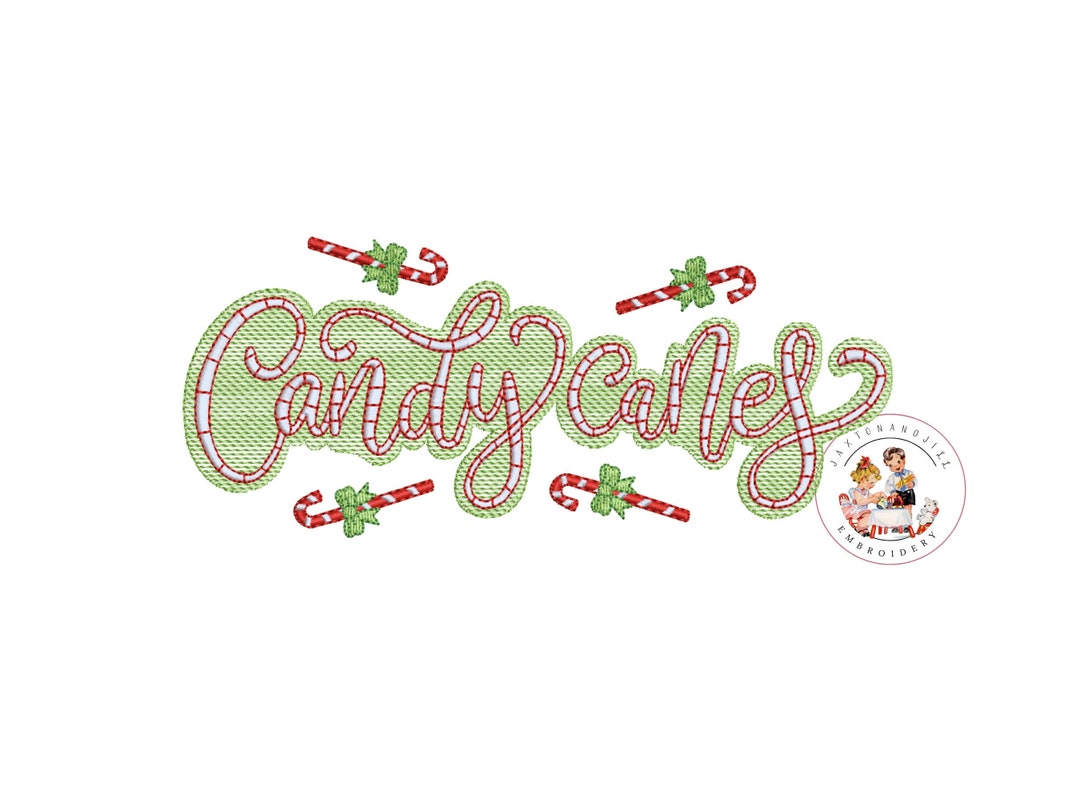 Candy Cane Lettering Machine Embroidery Designs (instant Download) - Etsy