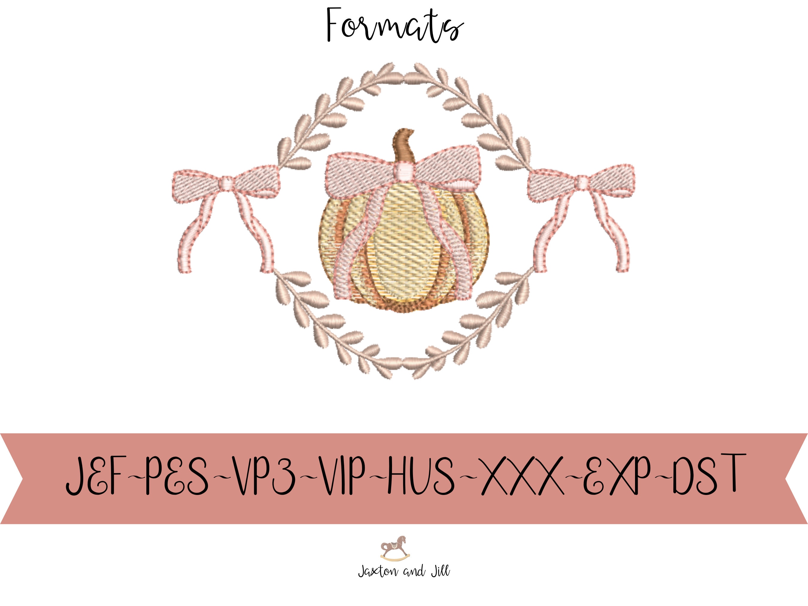 Pumpkin Coquette Bow Embroidery Design: Fall Wreath (instant Download ...