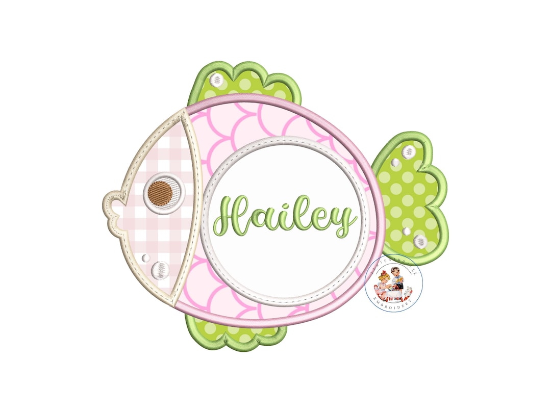 Fish Monogram Frame Applique - Machine Embroidery Design (PES JEF) - Etsy