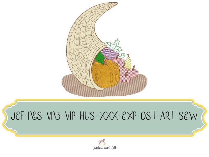 Cornucopia Applique Machine Embroidery Design, Thanksgiving Decor ...
