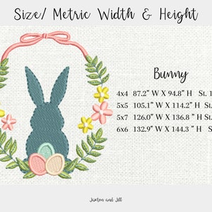 Bunny Daisy Embroidery Frame, Floral Embroidery Design, Easter Bunny ...