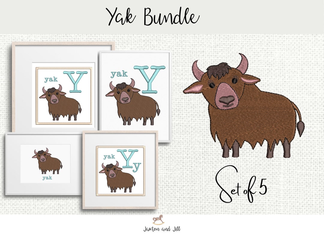 Yak Animal Machine Embroidery Pack, Children's Embroidery Letter, Kids ...