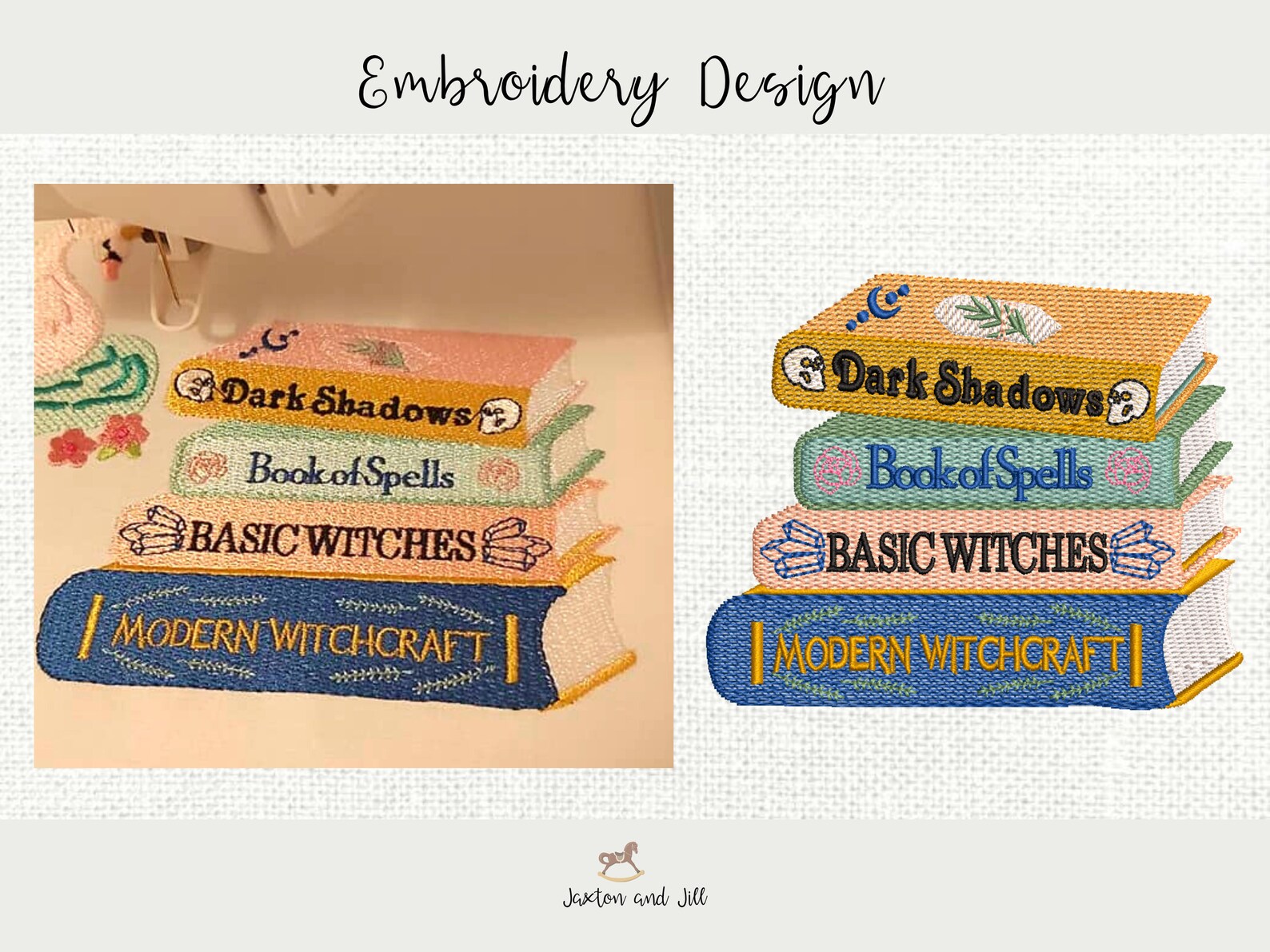 Stacked Books Machine Embroidery Design: Halloween Pile (instant ...