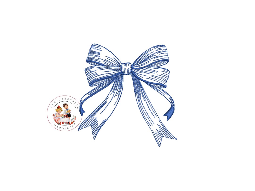 Blue Bow Machine Embroidery Design, Blue Work Quick Stitch Machine ...