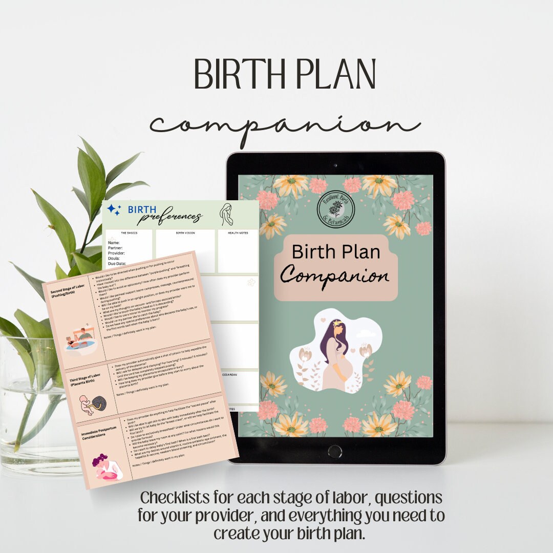 Birth Plan Companion and Birth Plan Templates - Made by a Doula and ...