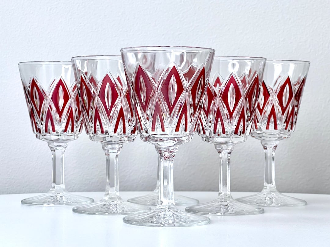 VMC Reims Crystal france Sherry/port Glasses, in Ruby set X6 - Etsy
