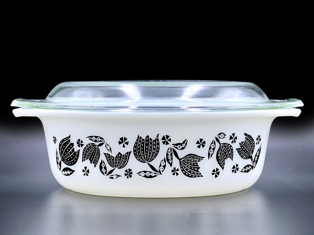 PYREX USA 'black Tulip' Oval Casserole Model 043 - Etsy