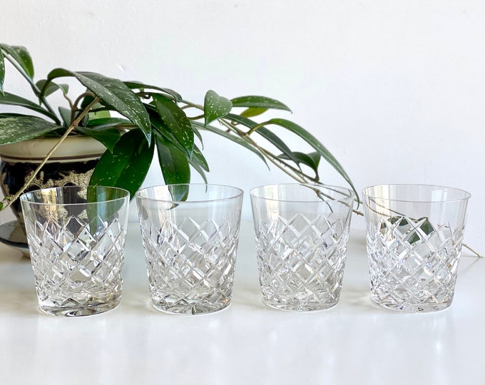 Vintage Crystal Old Fashioned Whisky Glasses X4 Etsy