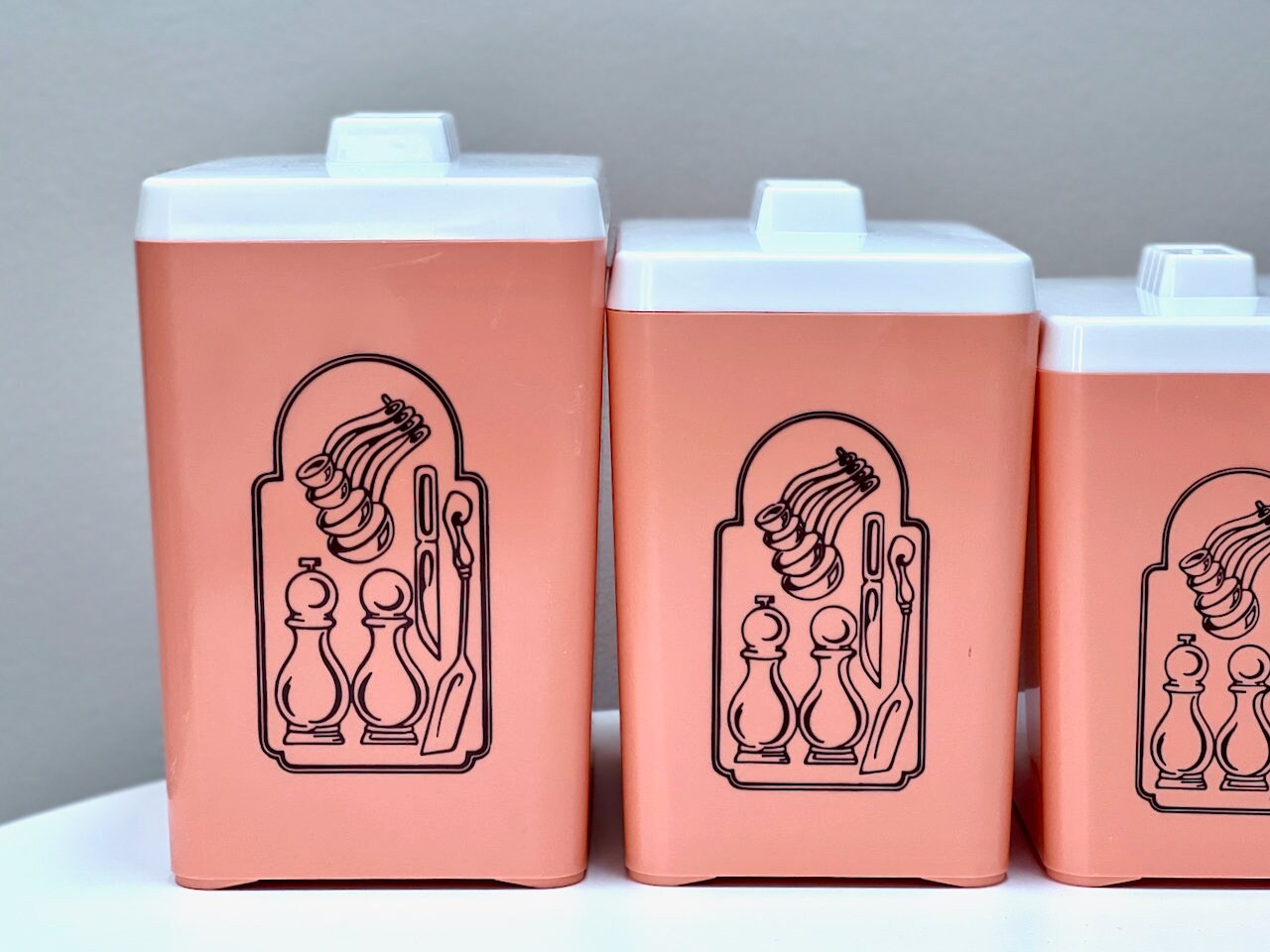 Kitchen & Dining Canister Sets Australian Made Vintage Pink Plastic ...