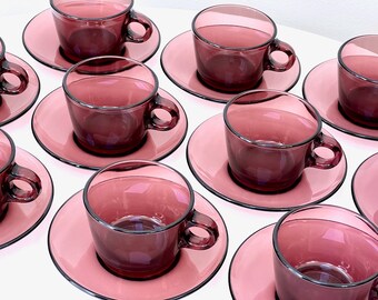 VERECO Set of Six Tempered Clear Glass Forest Green Tea Cups and ...