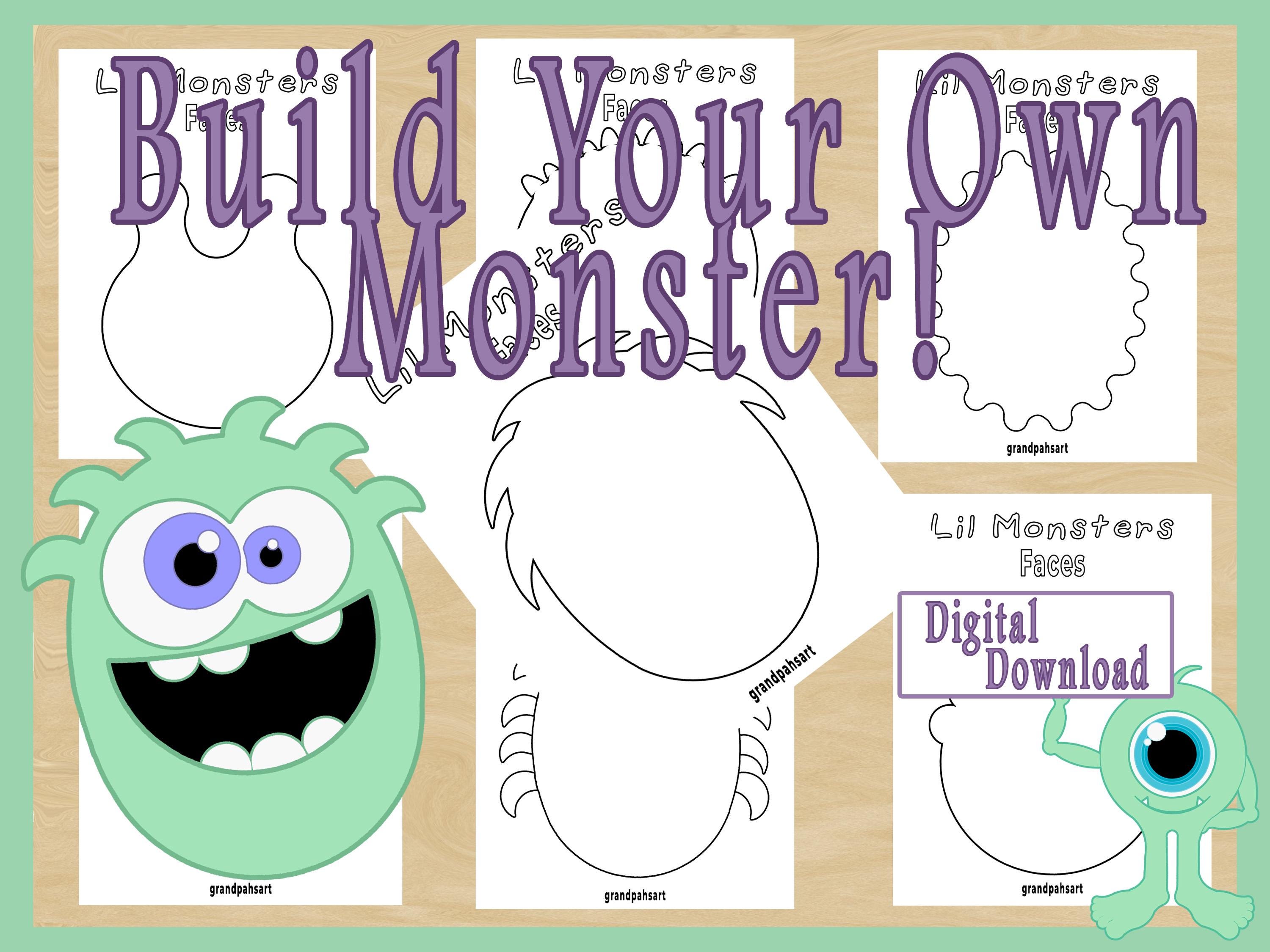 Youth Art Activity, Digital Download, Build a Monster Fun Pack ...