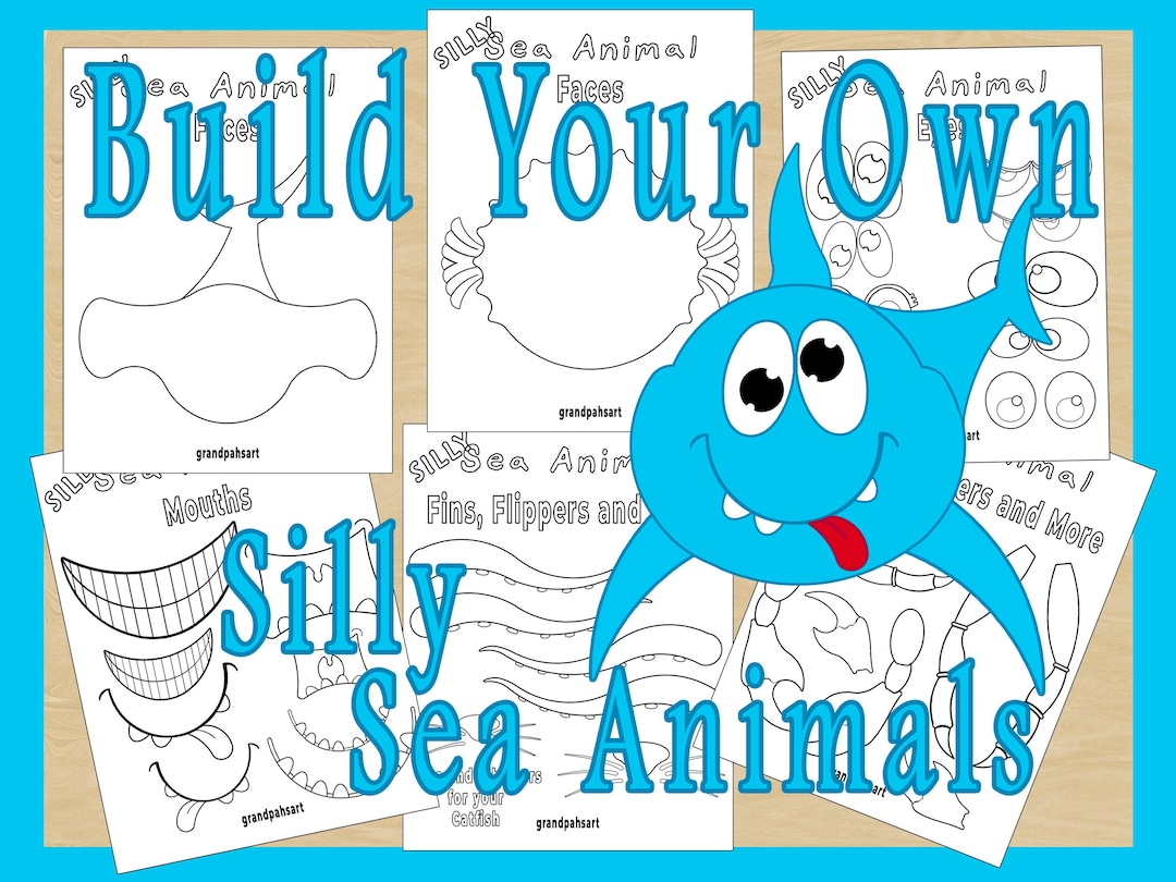 Youth Art Activity, Digital Download, Build a Silly Sea Animal Fun Pack ...